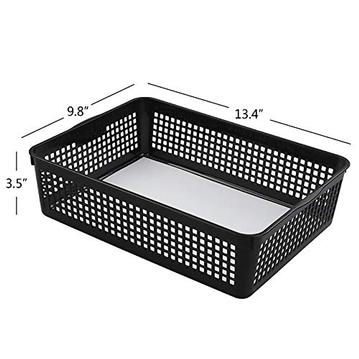 Hespama 6 Packs Plastic File Storage Baskets, Black A4 Paper Basket Trays