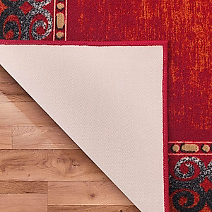 Antep Rugs Alfombras Bordered Modern 4x6 Non-Slip (Non-Skid) Low Pile Rubber Backing Indoor Area Rug (Maroon Red, 4' x 5'8")