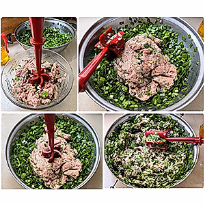 5 Blades Kitchen Ground Meat Chopper Spatula | Hamburger Ground Beef Mix N Chop Tools | for Non-Stick Cookware (Red)