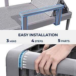 HOMSHADE Chaise Lounge Chair Outdoor - 5 Position Adjustable Backrest, Armrest, Waterproof, Easy Assembly, 300lb Weight Capacity for Pool, Resin, Light Grey