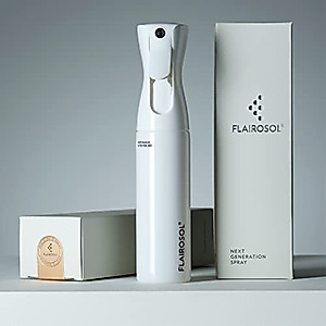 FLAIROSOL - The Original, Plant Mister Spray Bottle for Indoor and Gardens, Continuous Mist with 1,001 Uses. Trusted by Professionals. Patented Technology. 10 oz, White Bottle, Green Print