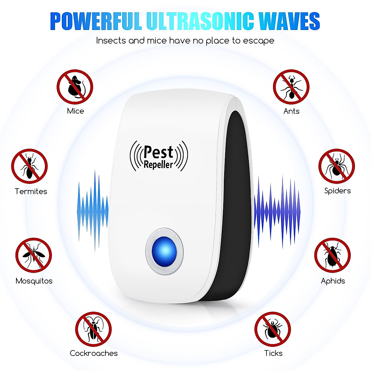 10Pack Upgraded Ultrasonic Pest Repeller Electronic Mouse Repellent Ultrasonic Plug in Rodent Repellent Indoor Sonic Electronic Plug in Pest Controlfor Insect,AntBugs,Mosquito,Rat,Spide,Cockroach