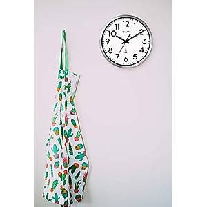 SHARP Atomic Analog Wall Clock - 12" Silver Brushed Finish Sets Automatically- Battery Operated Easy to Read Use: Simple, Style fits Any Decor