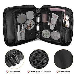 BYOOTIQUE Makeup Bag with 3 Removable Pouches 3 IN 1 Detachable Cosmefic Bag Loose Leaf Binders Removable Portable Toiletry Travel Hanging Makeup Bags Organizer Storage Makeup Brush Holder, Black
