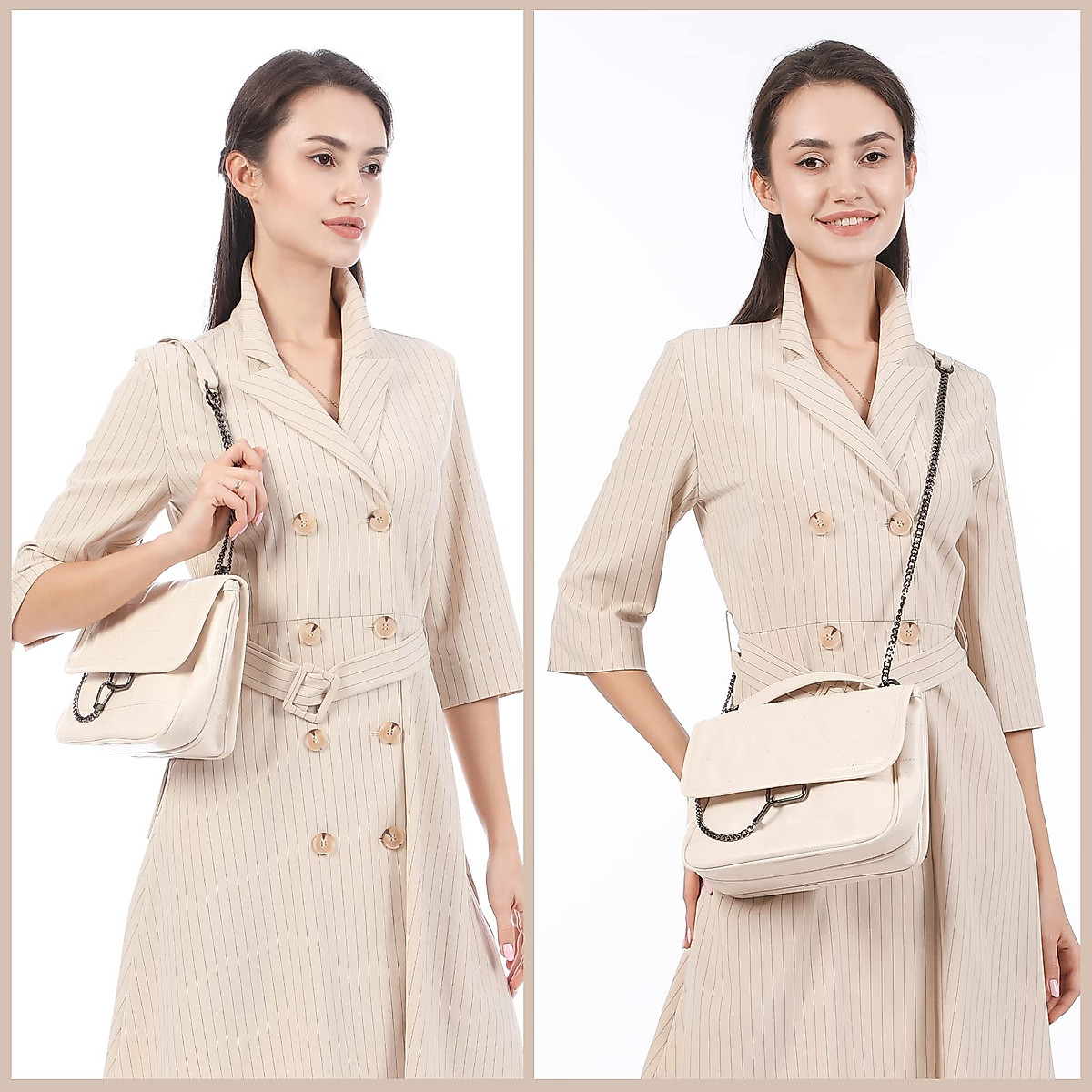 LOVEVOOK Quilted Crossbody Bags for Women Leather Shoulder Bag with Chain Strap