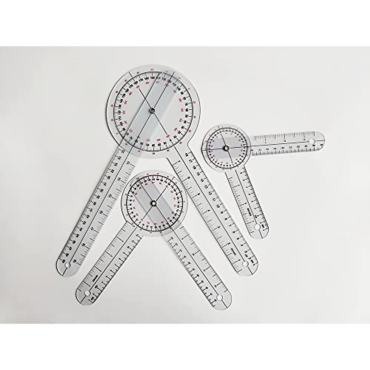 Goniometer Set 3 Pieces 12", 8", 6" Body Measuring Tape - Physical Therapy, Occupational Therapy, Fitness, Medical Protractor Angle Ruler Measuring Tool