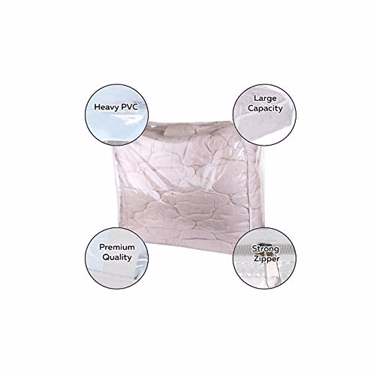 DiClavus Set of 2 Zippered Vinyl Storage Bag, 24x20x11 Inch, Clothes Bag Organizer, Space Saver PVC Comforter Clear Storage Bags for Blanket