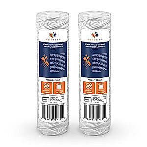 Aquaboon 1 Micron 10" x 2.5" String Wound Sediment Water Filter Cartridge | Universal Replacement for Any 10 inch RO Unit | Compatible with WFPFC4002, CW-F, PFC4002, 2-Pack