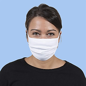 Gildan Adult Reusable 3-Layer Tie-On Cotton Face Mask (48 Pack), White (48 Pack), Adult: 6.5" x 7" (13" straps)
