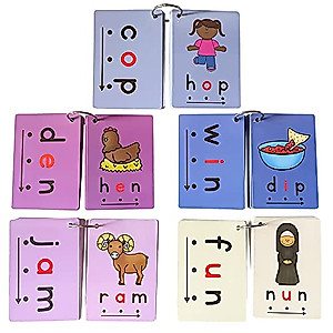 Lachilly CVC Words Flashcard Vowel+Consonant+Vowel Toddler Learning Supplies for Kindergarten Teacher Teaching Aids 126 Cards