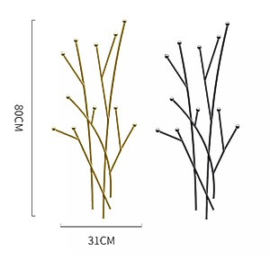 NOLLAM Coat Hooks Coat Hanger Wall Mount Metal Vertical Tree Branch Hat Rack Modern Wall Coat Tree Floating Coat Hook for Entryway Bedroom Bag Hat Rack, 80x31x14cm, Gold