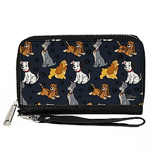 Buckle-Down Women's PU Zip Around Wallet Rectangle-Disney Dogs Collection, 7.5"x4.5"