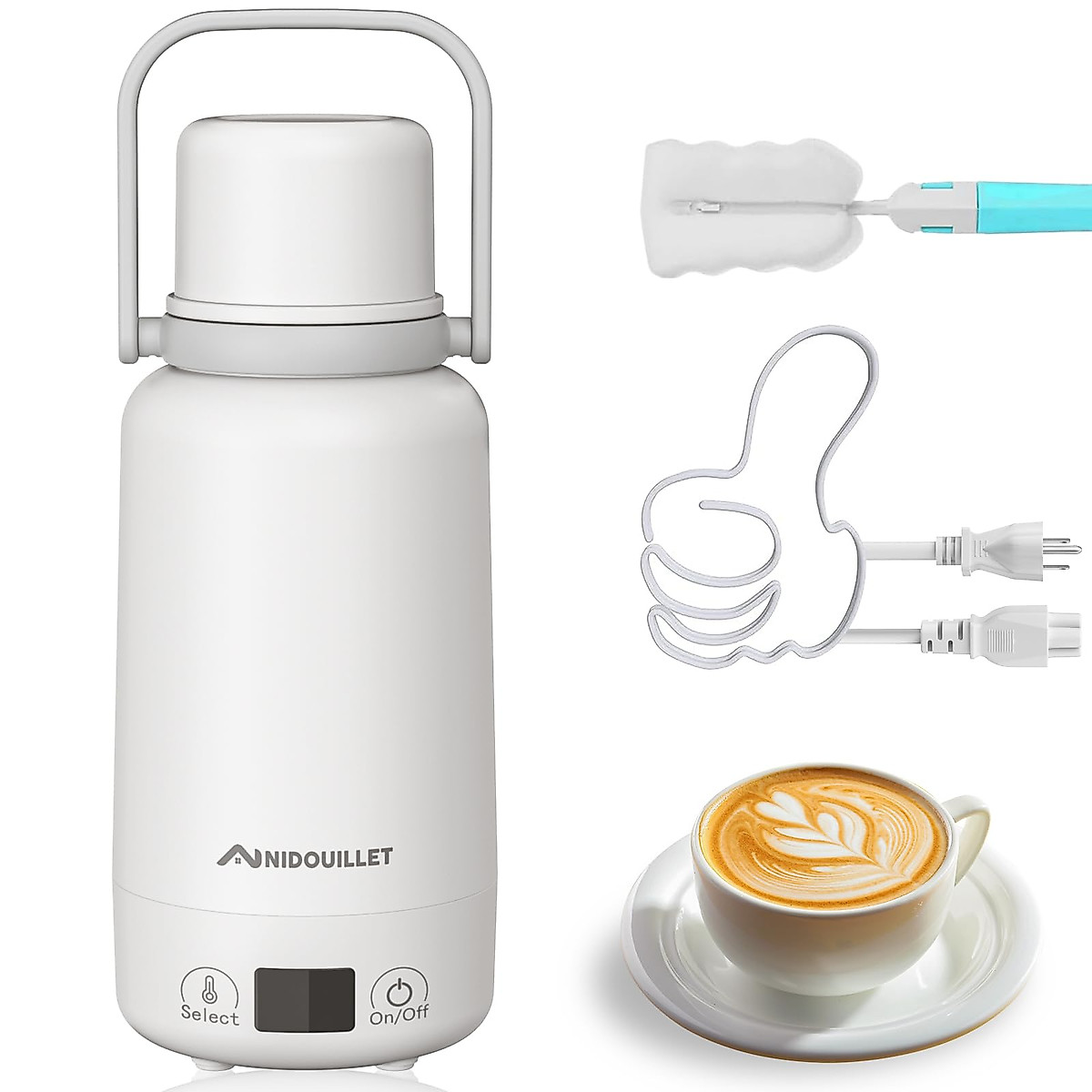 Travel Electric Kettle, 1L/35oz Portable Electric Kettle with Temperature Control, 2024 UPGRADED Hot Water Boiler Bottle for Tea Coffee, 304 Stainless Steel, Christmas Gift for Family Friend