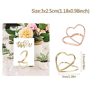 mdgfge 36Pcs Table Number Holders Place Card Holder Heart Shape Playing Card Holders Metal Place Cards for Wedding Mini Holder Small Size Table Picture Setting for Valentine's Day Anniversary Party