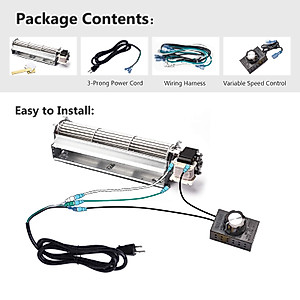 Criditpid BK GA3750 GA3750A GA3700 GA3700A Replacement Fireplace Blower Fan Kit for Desa, FMI, Vanguard, Vexar Fireplaces, 103581-01, 103581-02, 103581-03, 103581-04