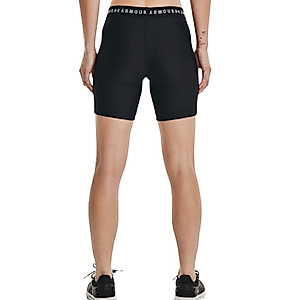 Under Armour Women's HeatGear Armour Middy 5" Shorts (Small, Black/Metallic Silver-001)
