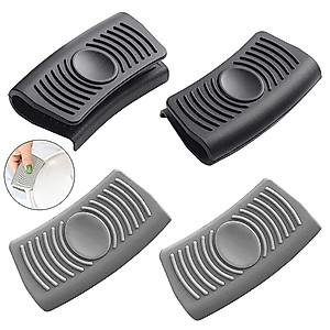 Xihuimay 2 Pairs Silicone Mitts Hot Pot Grip Handle Cover Sleeve Grip Mitt Pinch Grip Microwave Frying Pans Anti-scalding Gloves Griddles Mittens Clips for Kitchen Cooking Baking BBQ, Grey Black