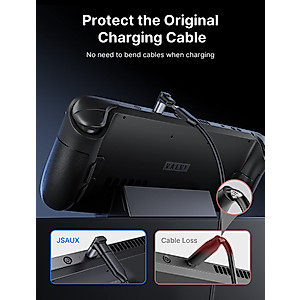 JSAUX 90 Degree USB-C Male to USB-C Female Adapter + Steam Deck Carrying Case