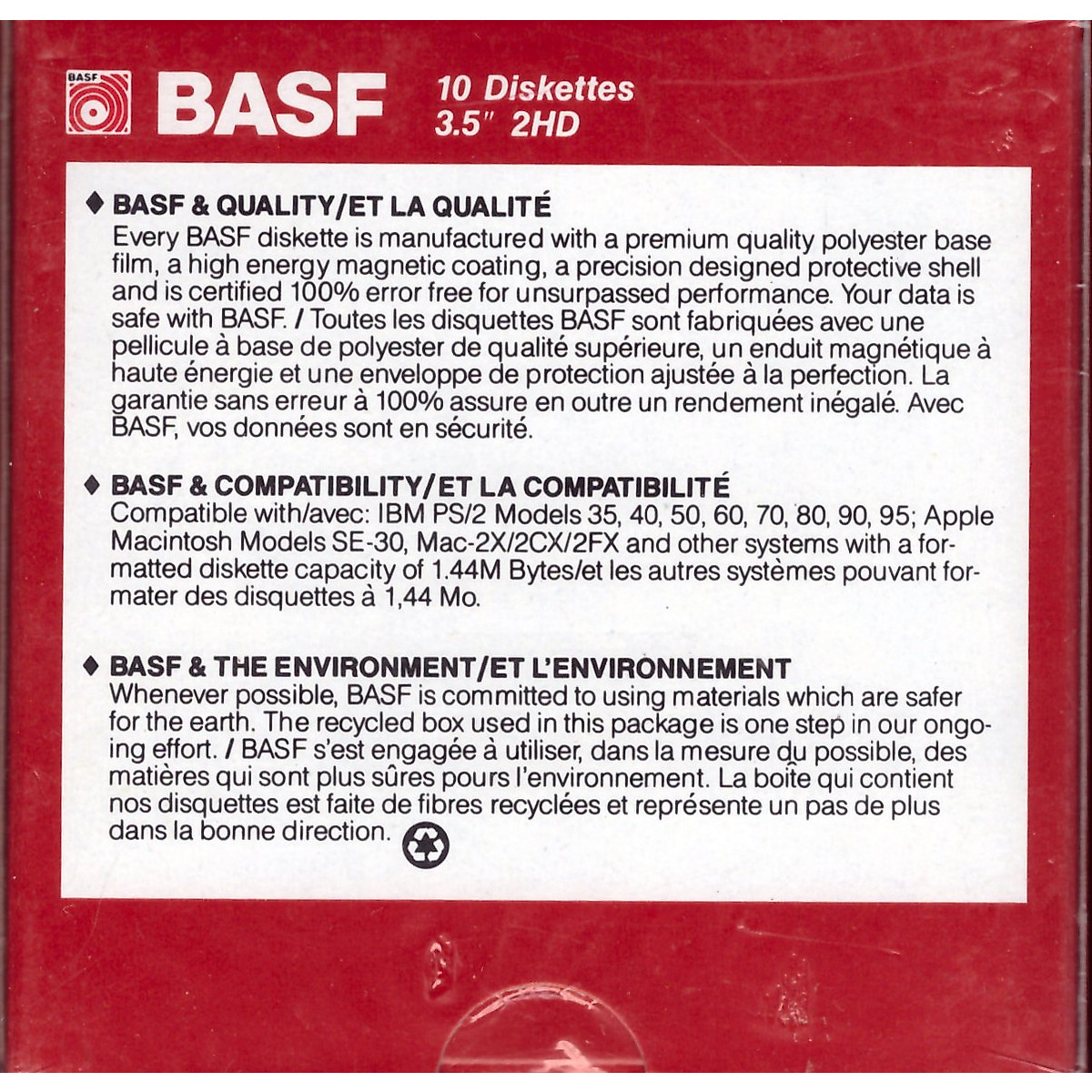 BASF 10 Diskettes 5.25" 2S/HD