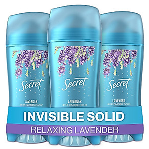 Secret Antiperspirant and Deodorant for Women, Lavender, Invisible Solid, 2.6 oz (Pack of 3)