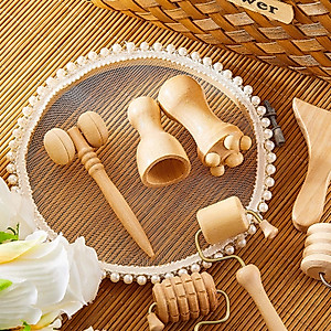 7 Pcs Wooden Face Massage Tool Set Wood Maderoterapia Kit Face Sculpting Tool Skin Care Facial Massager Cupping Facial Cups Contouring Facial Roller for Releasing Fatigue Women Girls, 7 Styles
