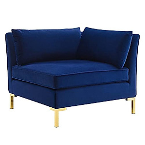 Modway Ardent 4-Piece Performance Velvet Sectional Sofa, Navy