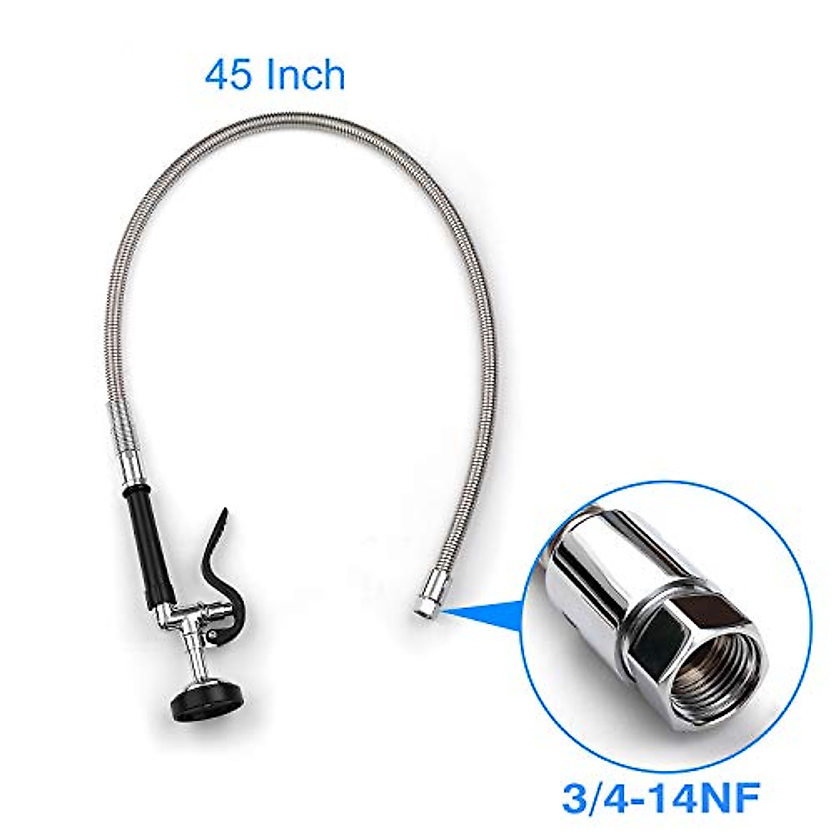 MSTJRY Spray Valve with 45" Pre Rinse Hose, Pre Rinse Sprayer with Flexible Stainless Steel Hose Assembly for Commercial Kitchen Faucets
