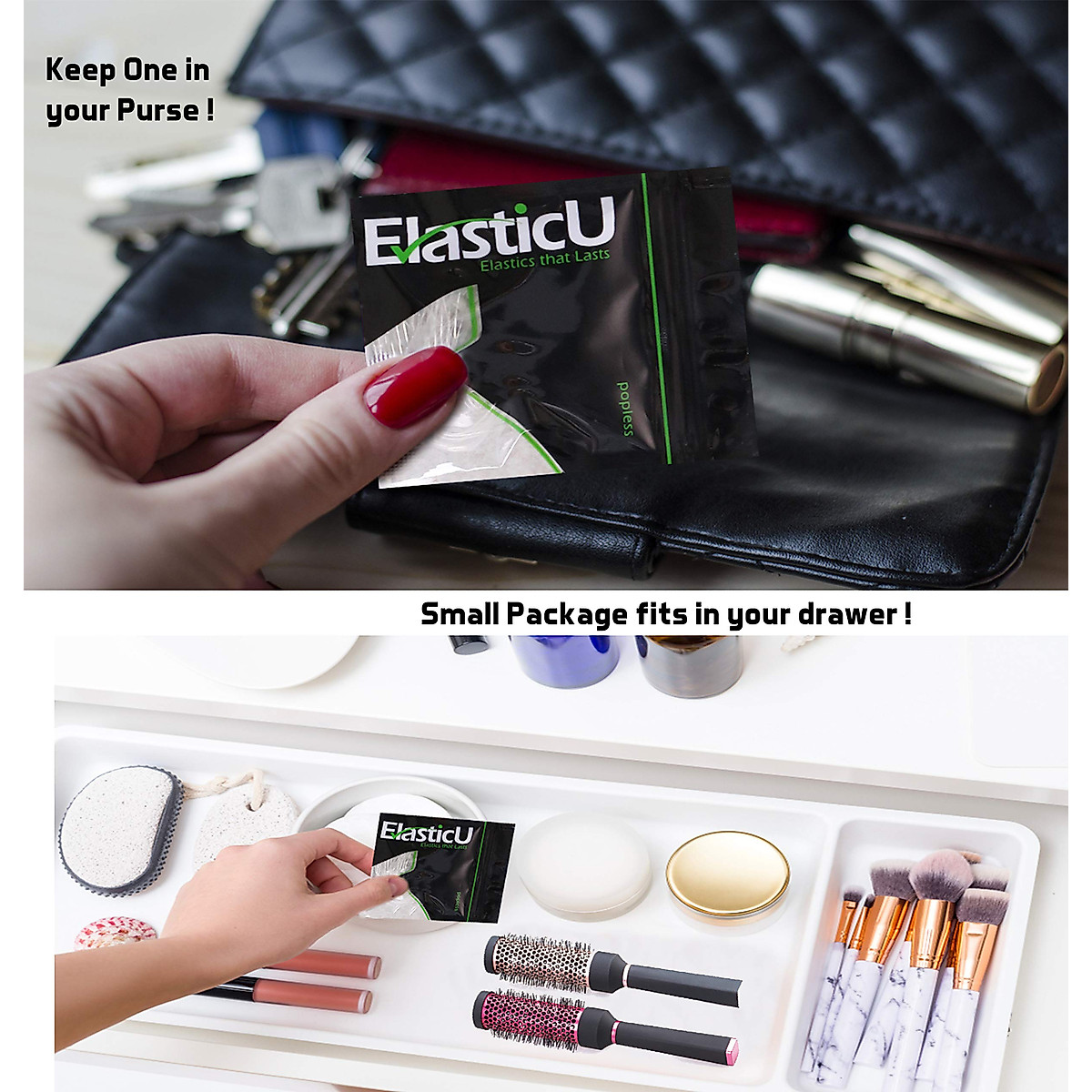 Hair Elastics 40mm x 2mm - STRONG - REUSEABLE Clear by ElasticU