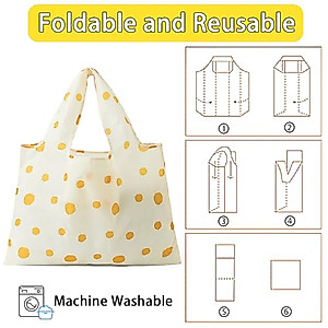 FELIZROCA 4 Pack Reusable Grocery Bags Recycle Foldable Shopping Bag Multicolor Washable Kitchen Grocery Bag Lightweight (Pattern A)