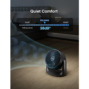 Pelonis 3 Speed Small Room Air Circulator Fan with 7-inch Blade, Table Fan with 100° Adjustable Head Tilt - Desktop Fan for Bedroom,Dorm and Office - Ventilador for Air Conditioner and Heater, Black