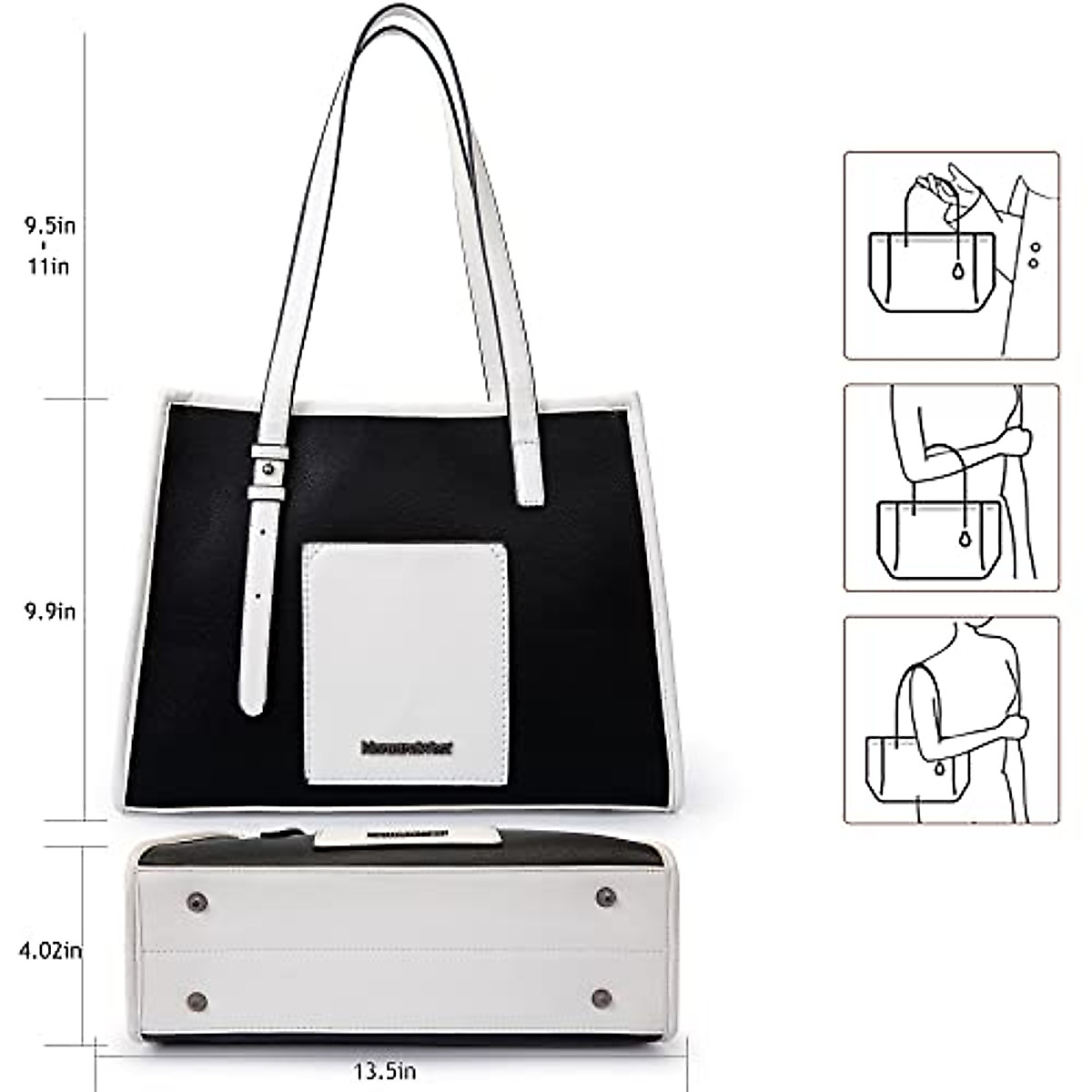 Montana West Satchel Handbags for Women Vegan Leather Two-toned Tote Purses Top-Handle Shoulder Bags AR-MWC-125BK, Black