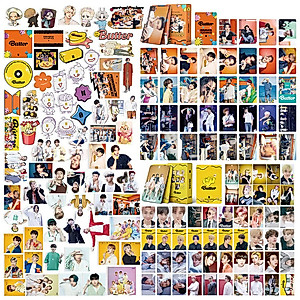 YIMIDA Kpop Bangtan Boys Stickers Photocards Set Pack 90Pcs Vinyl Waterproof Sticker 108Pcs Album Photo Lomo Cards Poster for BTS Army gifts