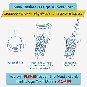 Drain Buddy Ultra Flo - 6 Pack 2 in 1 Bathroom Sink Replacement Basket Drain Hair Catcher with Stopper Strainer & - No Installation Clog Prevention, Fits 1.25” Wide Sink Drains - As Seen On Shark Tank