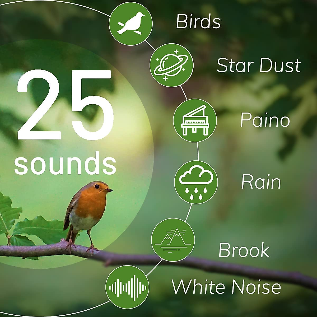 Magicteam White Noise Machine 10 Colors Lights and 25 Soothing Sounds Sleep Sound Machine with 5 Timers with Memory Feature Portable Sound Machine for Baby Adults. (Wood)