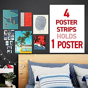 Command Poster Strips, Damage Free Hanging Poster Hangers, No Tools Wall Hanging Strips for Posters, 256 White Command Adhesive Strips