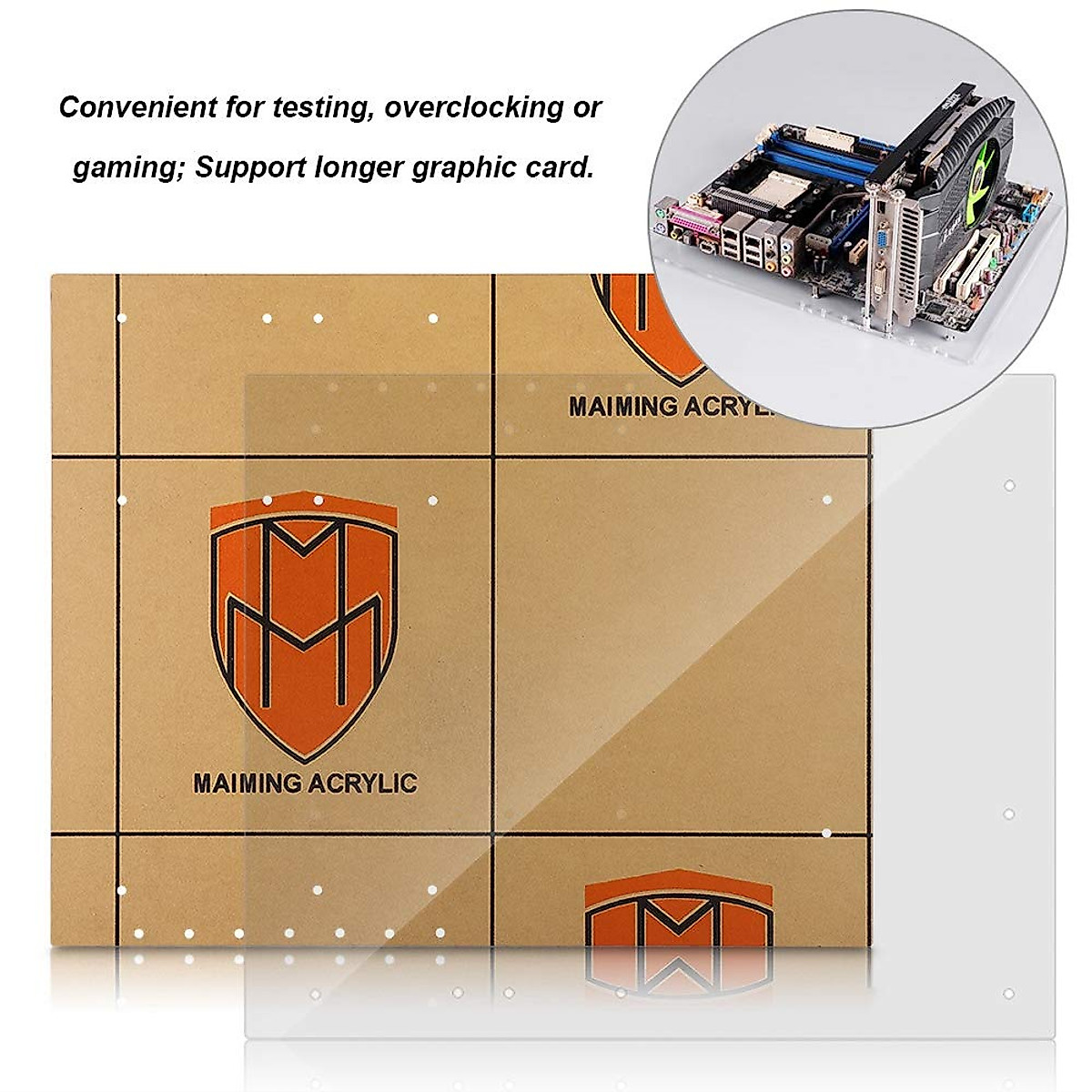 ATX PC Open Frame ATX Test Bench Motherboard Overclock Computer Case DIY Mod Base Chassis for ATX Mothboard, 4mm Transparent Acrylic Frame PC Test Bench for Testing, Overclocking or Gaming