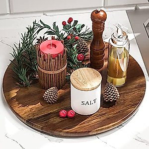Lazy Susan Kitchen Cabinet Organizers - 13.2 Inch Acacia Wood Lazy Susan Turntable Organizer for Pantry Table Countertop Bathroom Organization and Storage, Non-Skid, Strong Kitchen Accessories