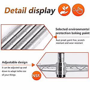 FDW Shelves,Wire Shelving Utility Storage Shelves Shelving Unit NSF Certified Height Adjustable Metal 5 Tier Shelves Easy Assembly 24" L x 14" W x 60" H,Chrome