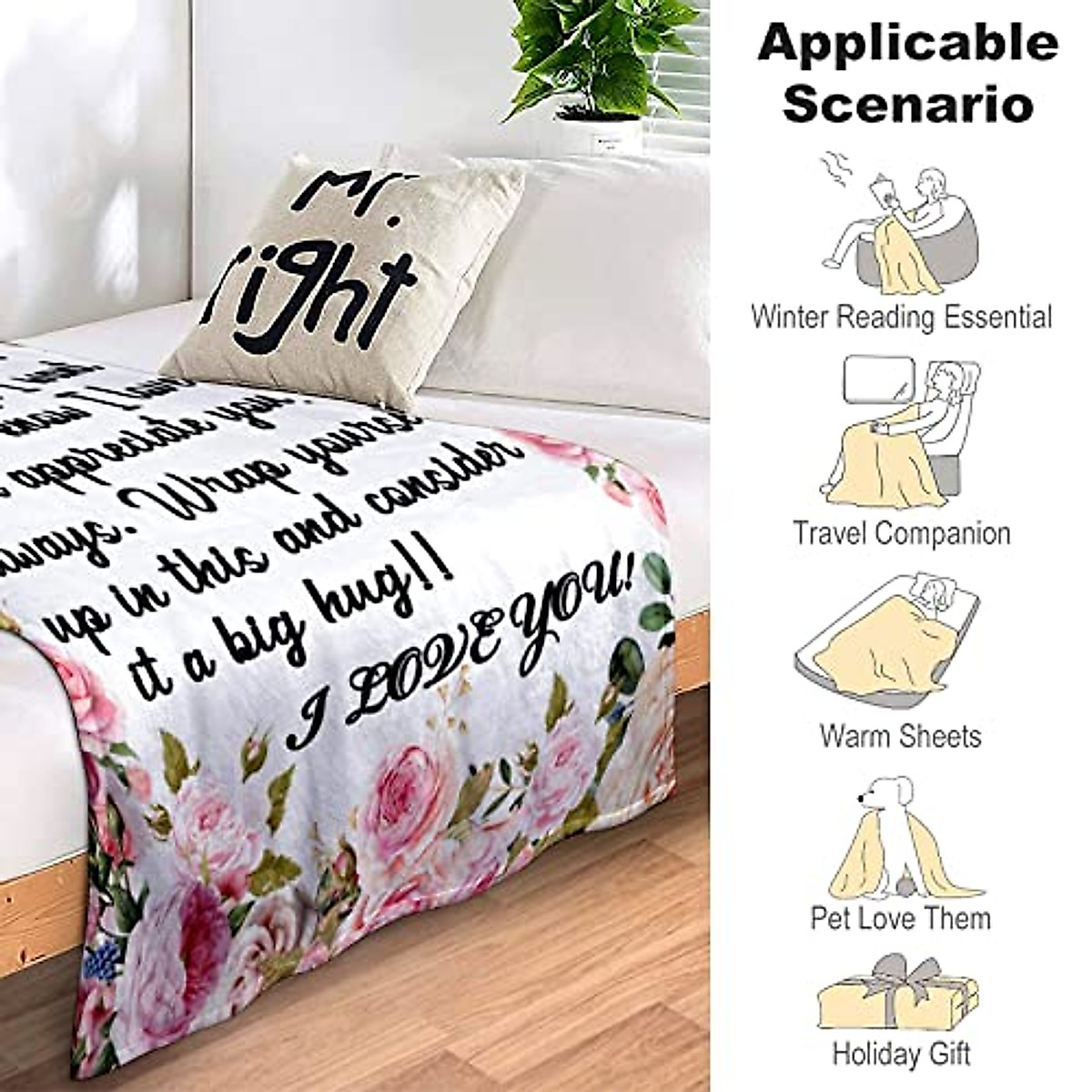 Gifts for Mom Blanket to My Mom from Daughter Son Soft Flannel Bed Throw Blankets for Birthday/Mothers Day 80"X60"