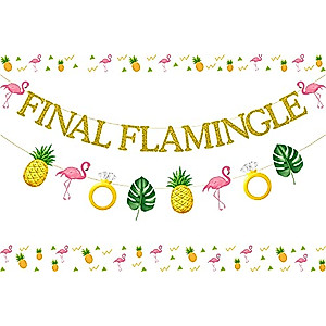 Bachelorette Party Decorations Final Flamingle Banner Pineapple Flamingo Ring Garland for Women's Hawaii Tropical Backdrop Summer Party Supplies
