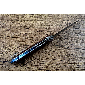 TWO SUN YSTART Damascus Blade Pocket Outdoor Folding Knife Red Ebony Wood Handle