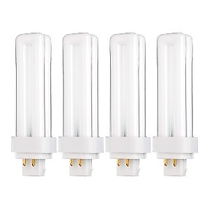 KOR - 13 Watt Double Tube - G24Q-1 (4 Pin) Base, 2700K Warm White - CFL Light Bulb. Replaces Sylvania 20682 CF13DD/E/827 and GE 97594 F13DBX/827/ECO4P - 4 Pack (Warm White)