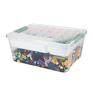 Baylee and Me Clear Plastic Storage Box with Removable Tray – Perfect for Organizing Arts and Craft Supplies, Sewing Notions, Small Toys, Bead, Art Supplies
