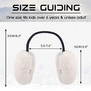 Peecabe Winter Women Earmuffs Faux Fur Girls Ear muffs Warm Unisex Kids Ear Covers Foldable Outdoor Boys Ear Warmers for Women (White)