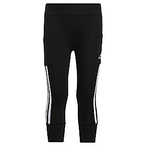 adidas girls Stripe Jogger 7/8" Tights Leggings, Black, X-Large Slim US