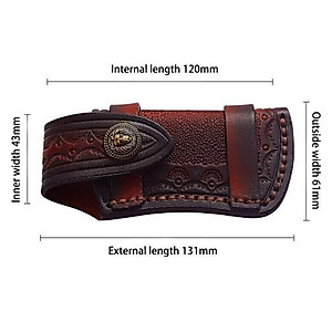 2PC Hand Made Carved Leather Sheath for Folding Knife Cover Pouch Belt Clip