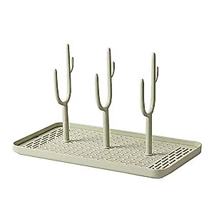 Baby Bottle Drying Rack with Tray Bottle Dryer Holder for Nipples, Cups, Pump Parts, Glass and Accessories (Green)