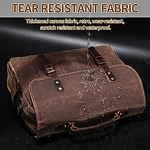 NerIion Messenger Bag for Men 15.6 Inch Vintage Canvas Genuine Leather Briefcase for Men Laptop Bag Waterproof Computer Satchel Shoulder Bag (Brown)