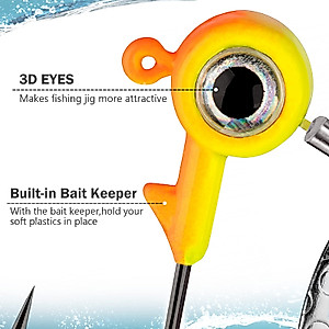 THKFISH Jig Heads Crappie Jigs Fishing Hooks Jig Heads for Fishing Crappie Lures Fishing Jigs for Freshwater 20pcs, 1/14oz