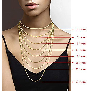 Miabella 18K Gold Over 925 Sterling Silver Italian Sparkle Mirror Link Chain Necklace for Women Teen Girls, Made in Italy (Length 20 inch)